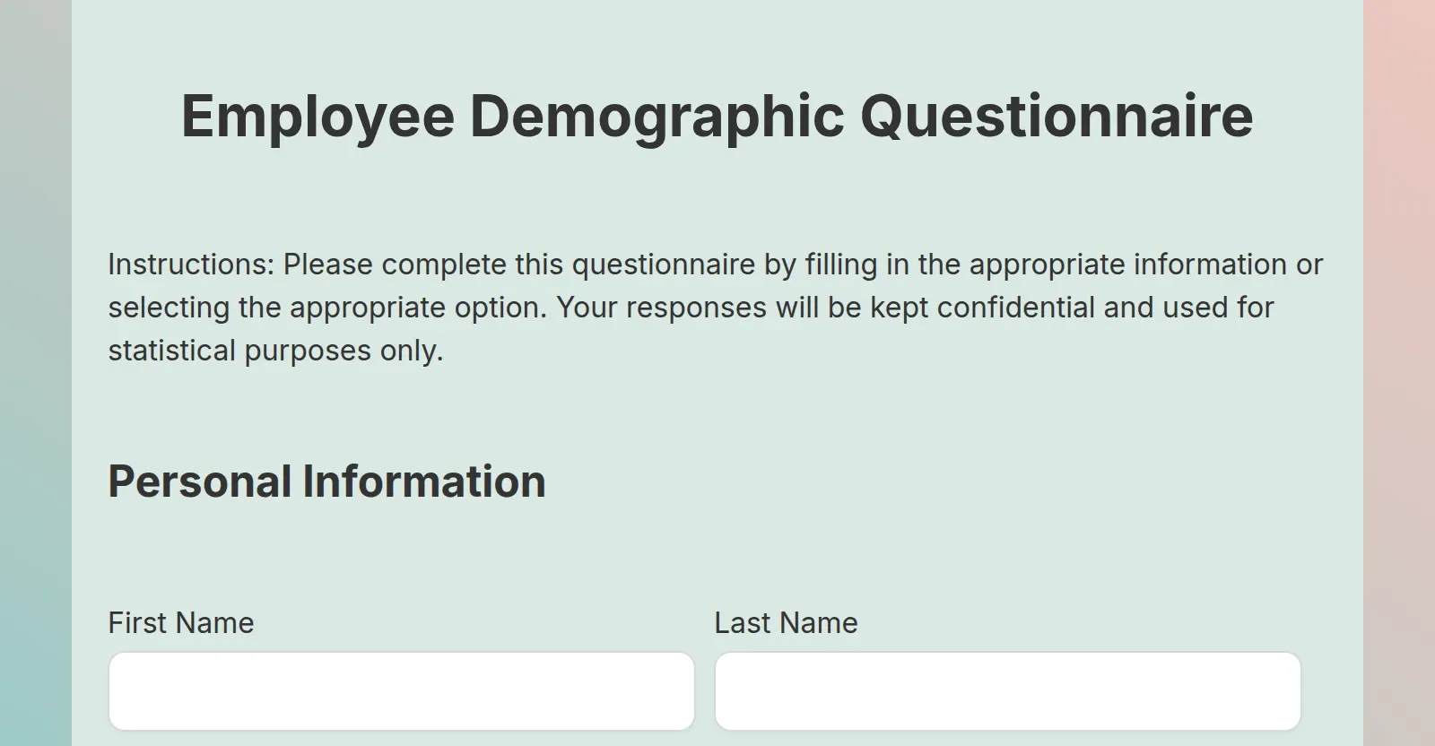 Employee Demographic Questionnaire
