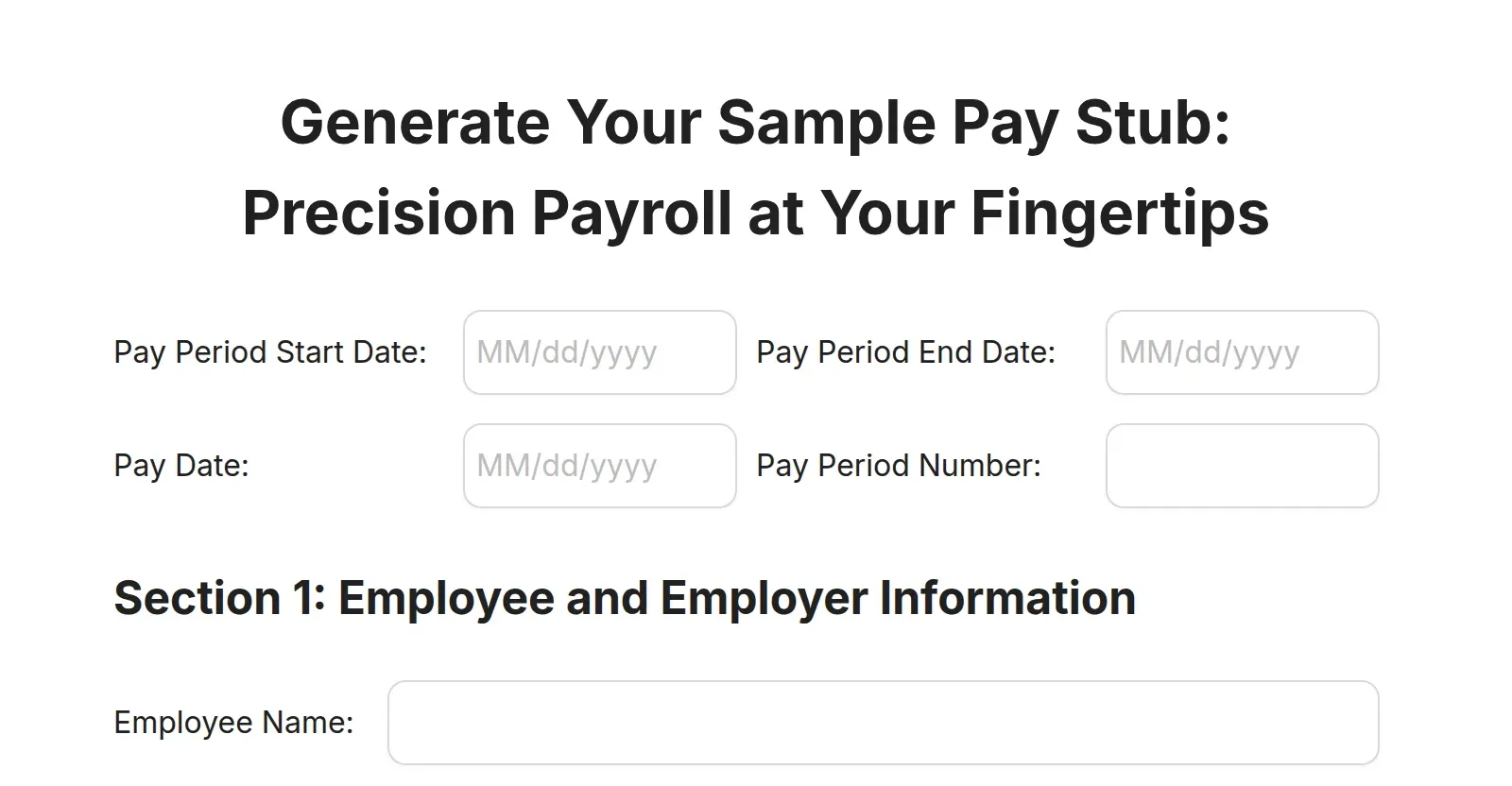Sample Pay Stub Form
