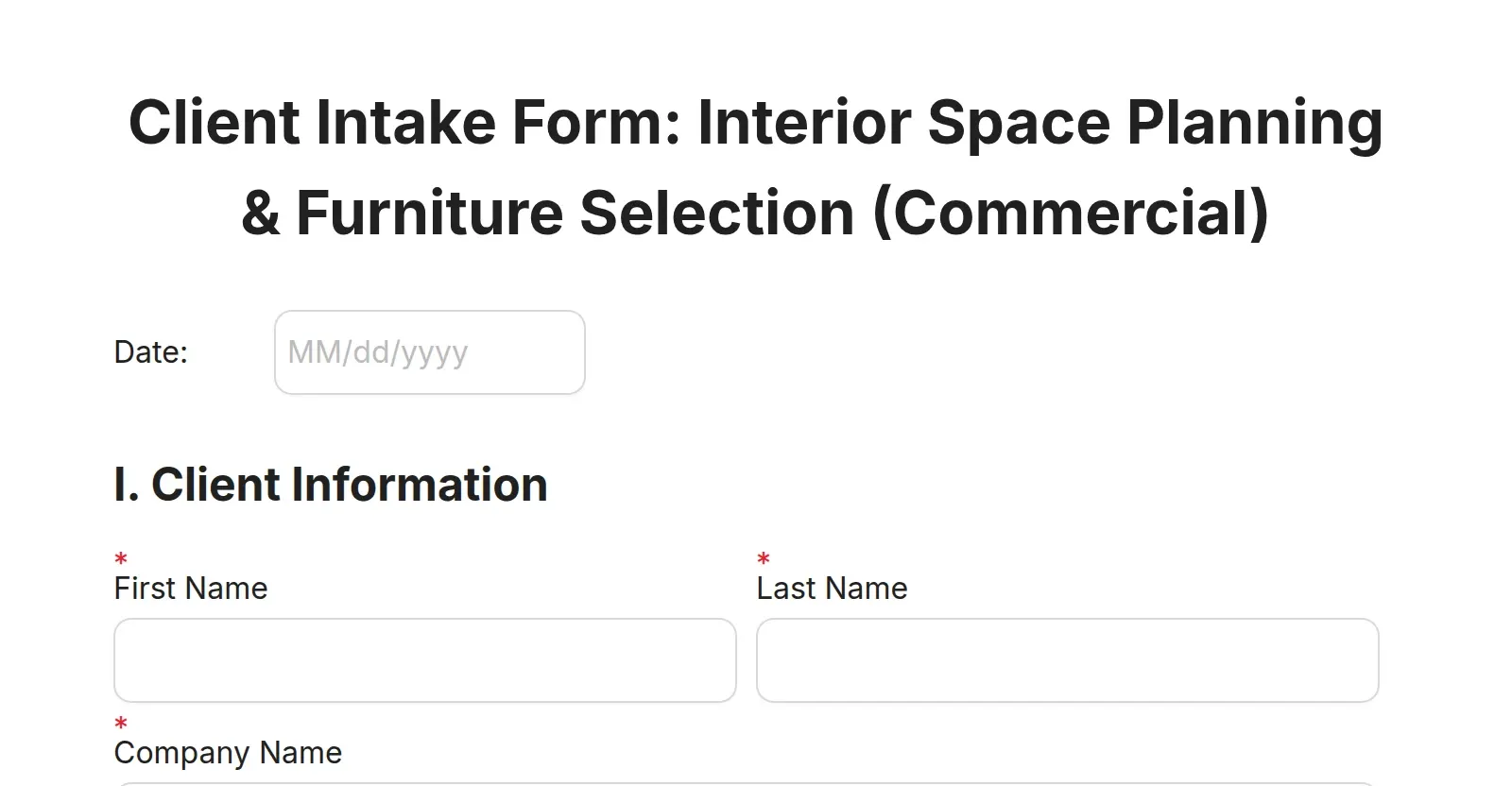Client Intake Form: Interior Space Planning & Furniture Selection ...